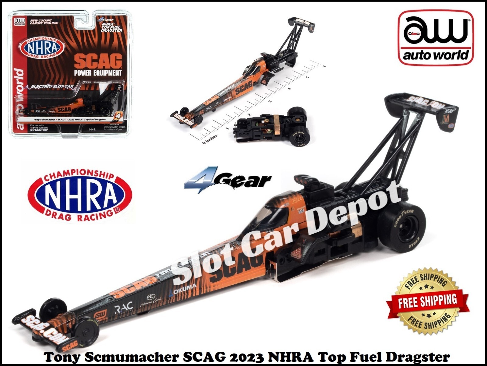 Auto World 2023 NHRA Tony Schumacher SCAG Dragster New Canopy Fits AFX ...