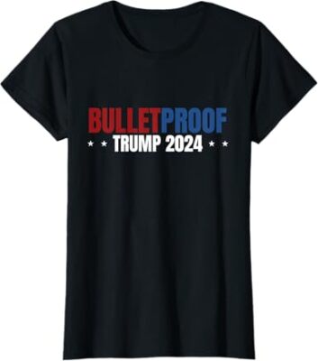 Bulletproof Trump 2024 President 47 Patriotic Ladies' Crewneck T-Shirt ...