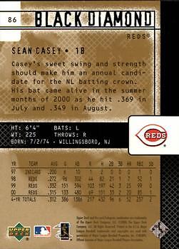 2000 Upper Deck Black Diamond Rookie Edition #86 Sean Casey Baseball ...