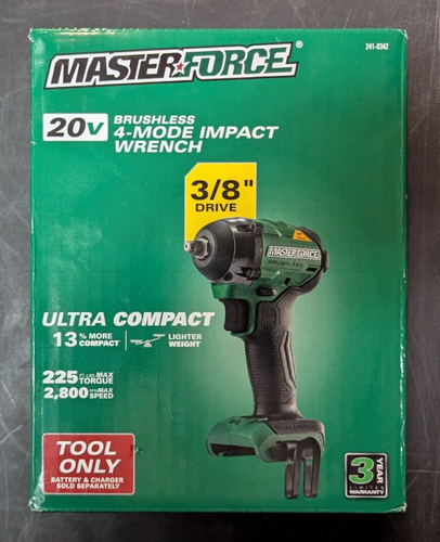 MasterForce 20V Li-Ion 3/8" 4-Mode Impact Wrench TOOL-ONLY 241-0342 ...