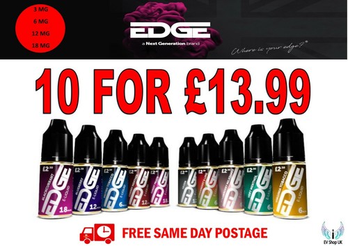 Edge E Liquid 10 x 10ml 50VG/50PG Vape Liquid eJuice Flavours MULTI BUY ...