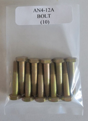 AN4-12A Hex Bolt 1/4-28 X 1-9/32" Plated Steel - Lot of 10 | eBay