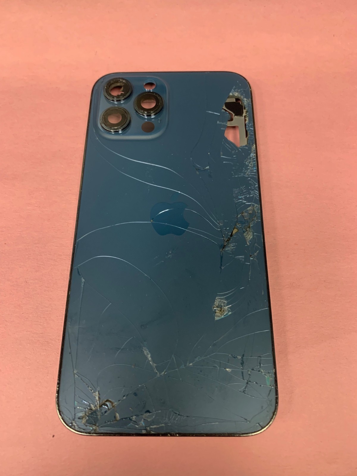 iPhone 12 Pro Max Back Frame Housing Blue Color *GLASS BROKEN* READ D ...