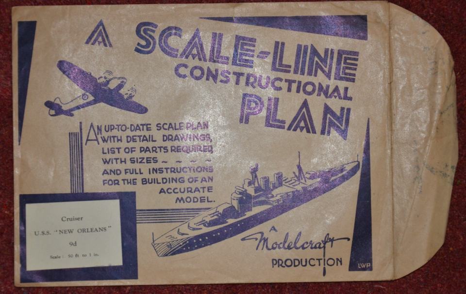 Plan (1:600 scale waterline) of American WW2 cruiser USS New Orleans ...