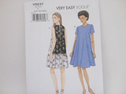 Vogue 9237 Very Easy Loose Fitting Pullover Dress Pattern Misses' XS-M ...