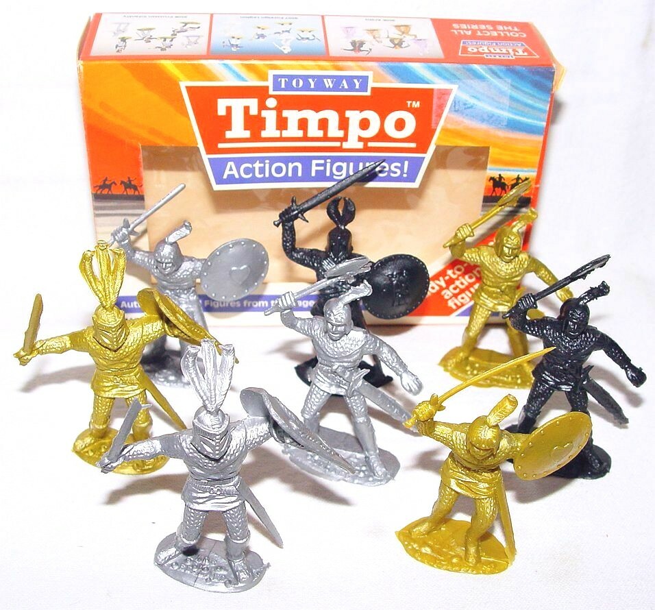 Toyway England Timpo Action Packs 8 MEDIEVAL KNIGHTS Unpainted Figure ...