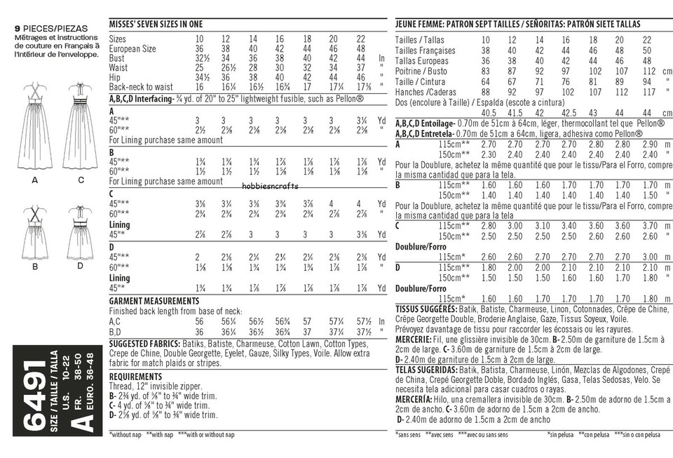 NEW LOOK 6491 MISSES' DRESSES with variations Sewing pattern Sizes 10 ...