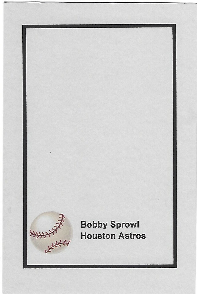 Autographed/Signed 4x6 Postcard-Bobby Sprowl Houston Astros | eBay