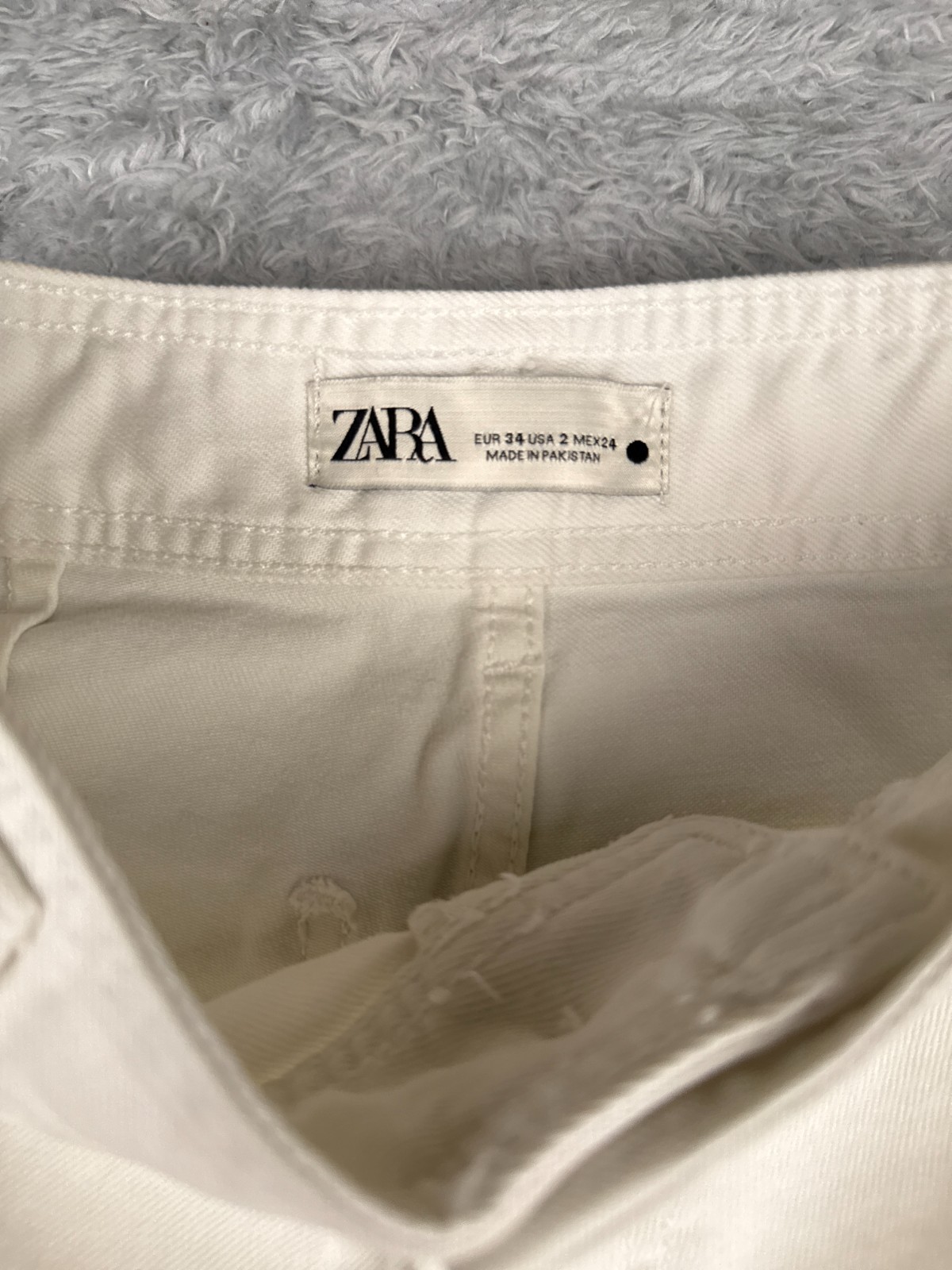 Zara Jeans Women 2 White Denim Wide Leg High Rise Zip Fly Cotton Blend ...