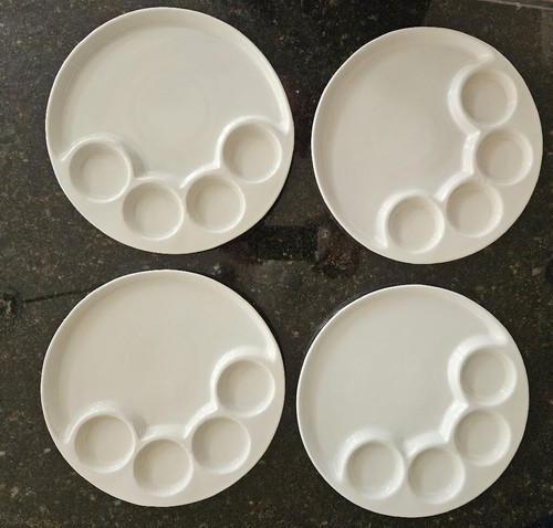 4 - Trudeau Round 10 Inch Fondue Plates, Stoneware - New In Box 082-506 ...