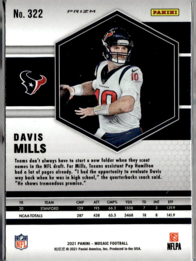 2021 Panini Mosaic: Prizm Silver #322 Davis Mills RC (K) | eBay