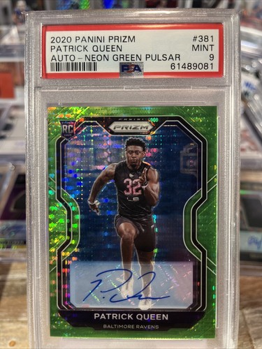 2020 Panini Prizm Neon Green Pulsar Prizm Patrick Queen Auto RC PSA 9 ...