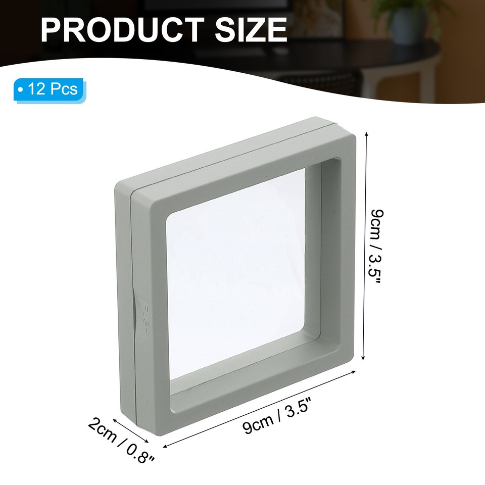 12Pcs 3D Floating Frame Display Stand 3.5"x3.5" PE Film Display Case ...