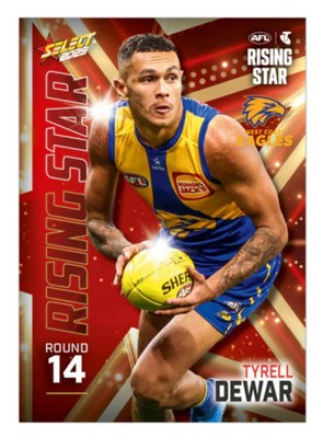 AFL 2025 SELECT NAB RISING STAR ROUND 14 TYRELL DEWAR WEST COAST CARD ...