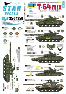 Star Decals 1/35 Waterslide War in Ukraine #4 | Ukrainian T-64 Tanks ...