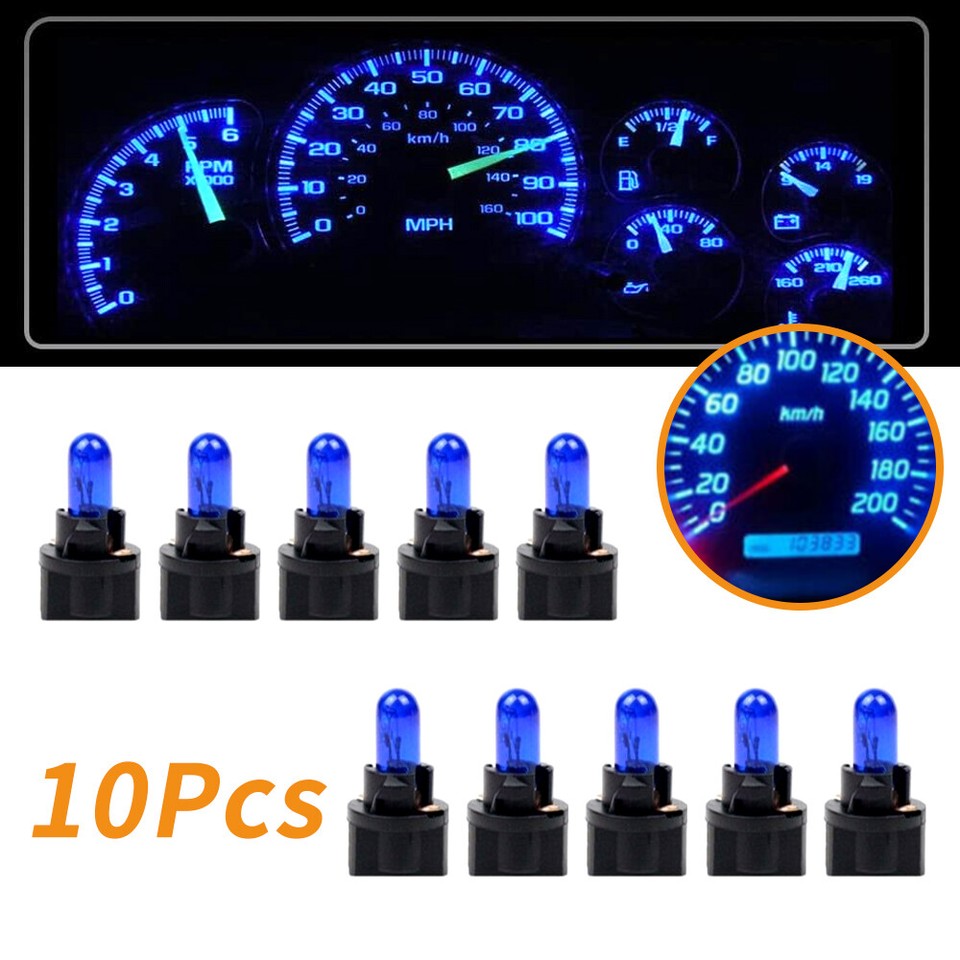 10 X T5 SMD Car LED Light Bulb Dashboard Instrument Interior Blue ...