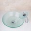 Round Scrub Tempered Glass Bathroom Vessel Sink Basin Bowl With Chrome ...