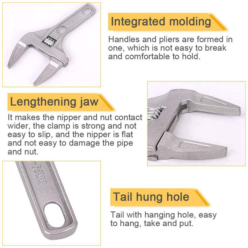 2 In 1 Heavy Duty Wide Mouth Wretch Spanner Pipe Adjustable Jaw Opening ...