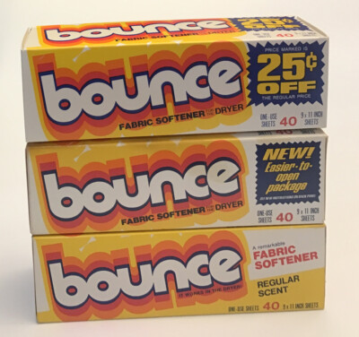 3 Vintage Original BOUNCE Fabric Softener 40 Dryer Sheets Each P&G ...