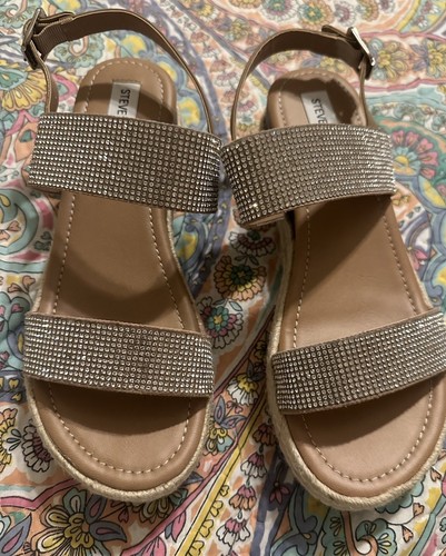 Steve Madden Rhinestone 2 1/4”Wedge Sandals, Size 8 | eBay