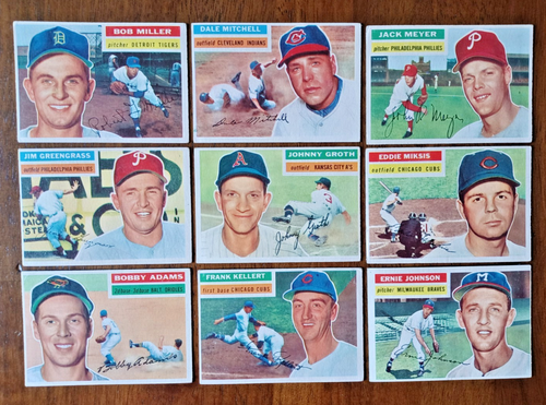 1956 Topps Baseball 9 Card Lot (Commons) | eBay