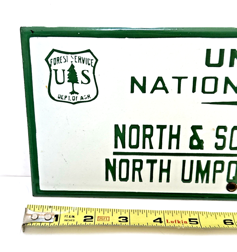 VINTAGE UMPQUA OREGON US FOREST SERVICE US PORCELAIN ENAMEL SIGN 12 ...
