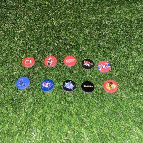 Lot Of 10 NHL Magnets Small Devils Hurricanes Red Wings Kings Ducks ...