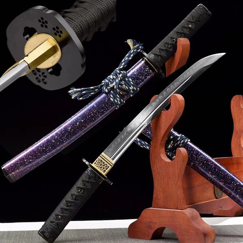 Handmade Authentic Tanto Samurai Sword Clay Tempered T10 Steel Real ...
