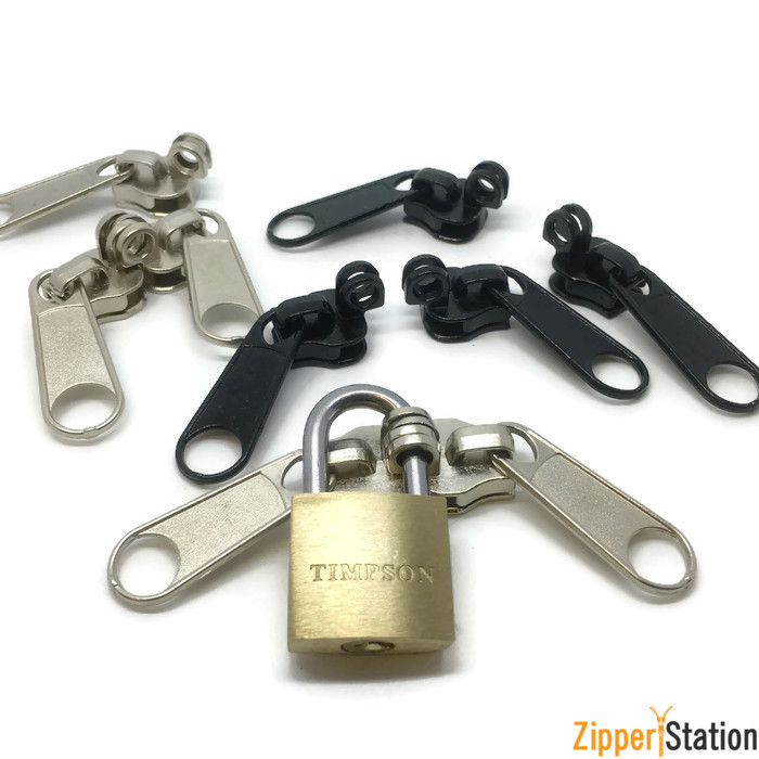 Lock Slider for Nylon Coil Zip. Sizes #8 #5 Lockable pull for suitcase ...