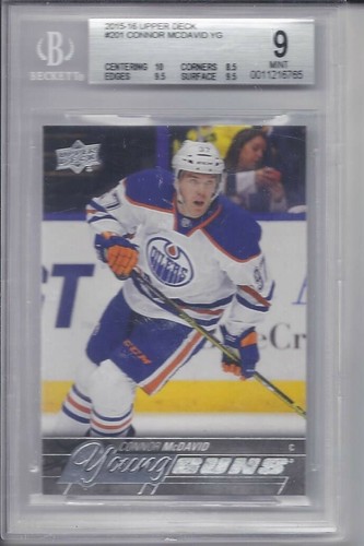 2015 Upper Deck Young Guns #201 Connor McDavid rookie card BGS 9 ...