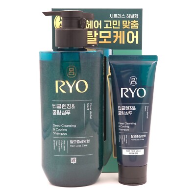 RYO Deep Cleansing & Cooling Shampoo Set 480ml + 112ml Hair Loss Care K ...