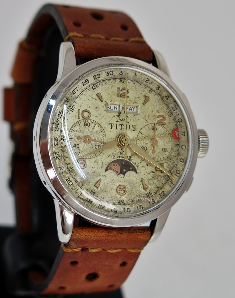Chronograph TITUS, triple calendar, moonphase, Landeron 186 hand ...
