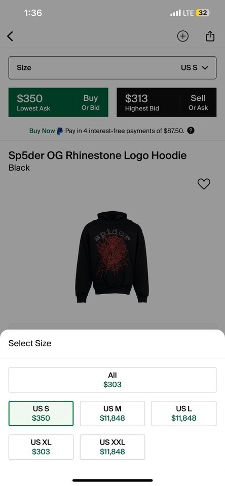 Sp5der Hoodie Red And Black Rhinestone (S) | eBay