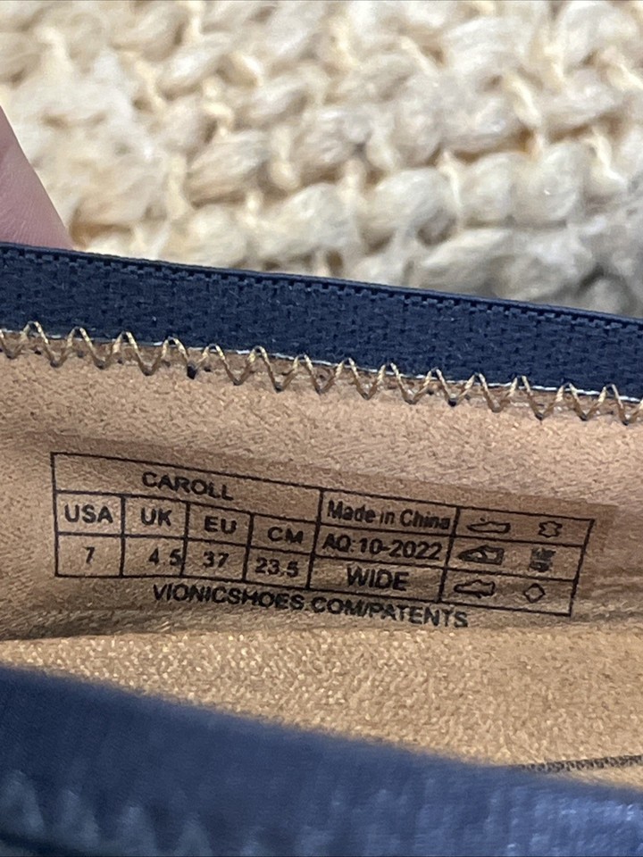 Vionic Caroll Navy Leather Ballet Flats Women's Size 7 Classic Comfort ...