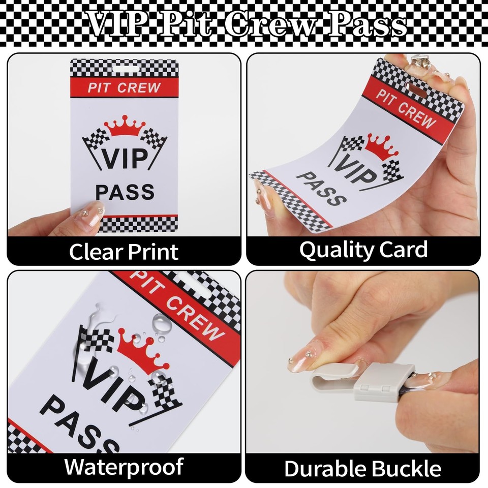 50 Sets Racing VIP Pass Cards with Checkered Racing Lanyards VIP Passes ...