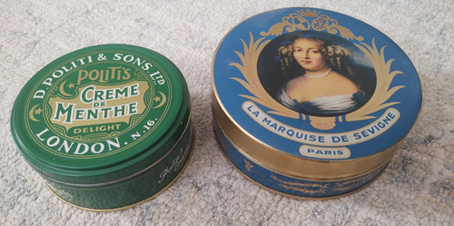 Vintage D Politi & Sons Creme de Menthe Tin London. No 16 & French Tin ...