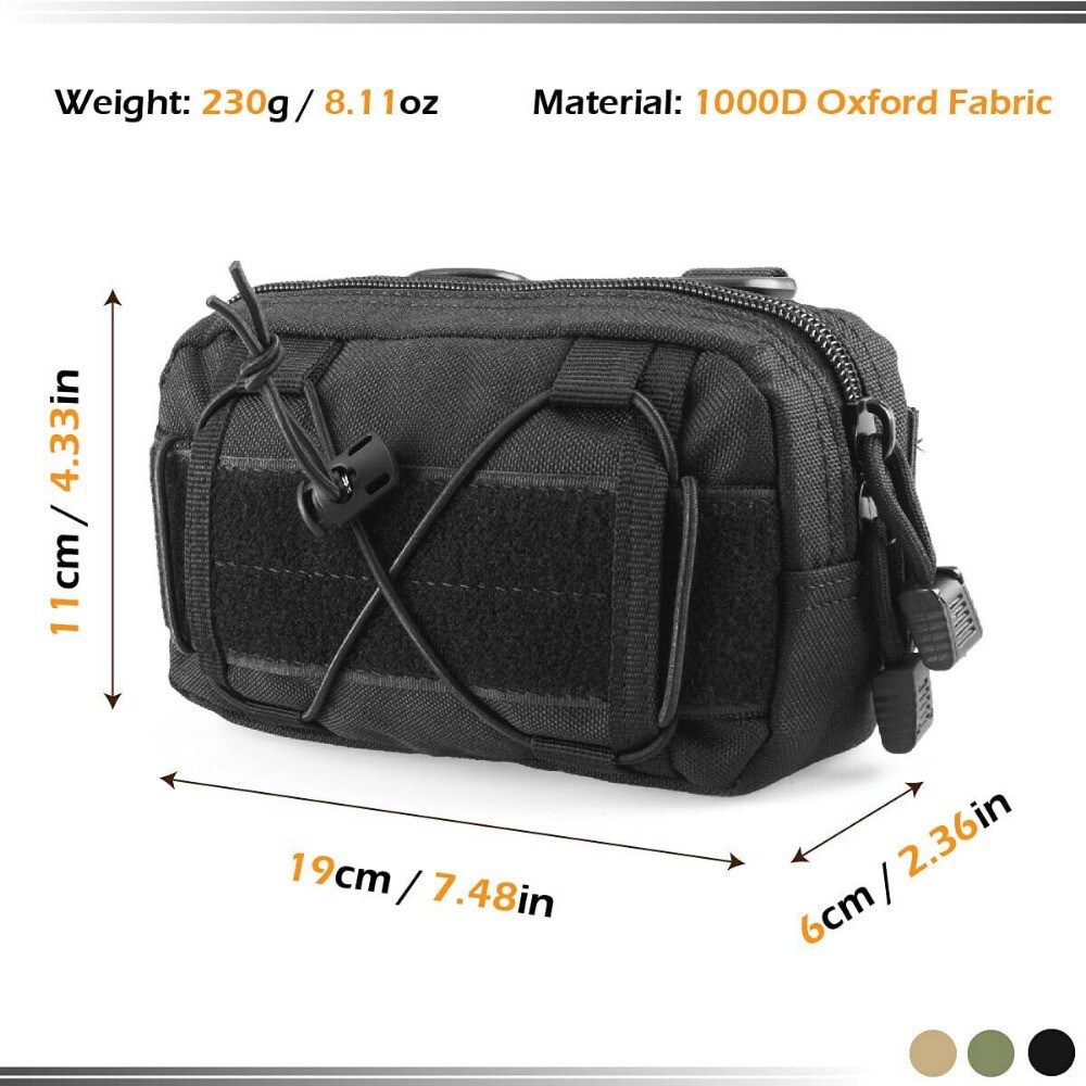Tactical Molle Horizontal Admin Pouch Compact 1000D Utility EDC Tool Storage Bag | eBay