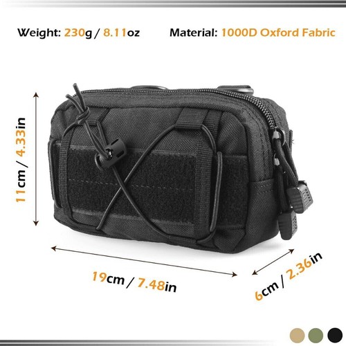 Tactical Molle Horizontal Admin Pouch Compact 1000D Utility EDC Tool Storage Bag | eBay