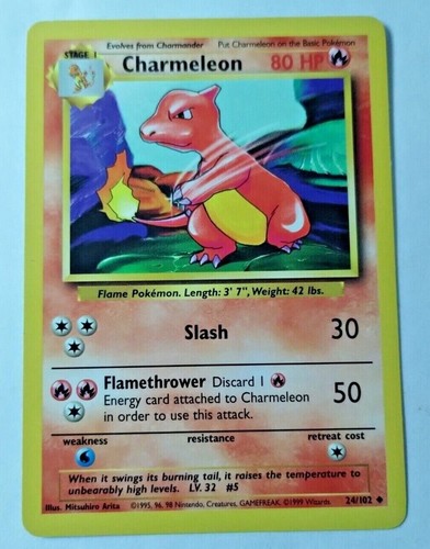 Pokémon TCG Charmeleon Base Set 24/102 Regular Unlimited Uncommon ...