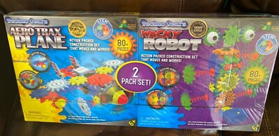 Techno Gears 2 Pack Set Aero Trax Plane & Wacky Robot 80 Pieces Each | eBay