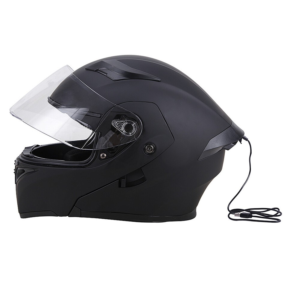 New LED Light Helmet Flip Up Full Face Dual Visor Racing DOT Motorcycle ...