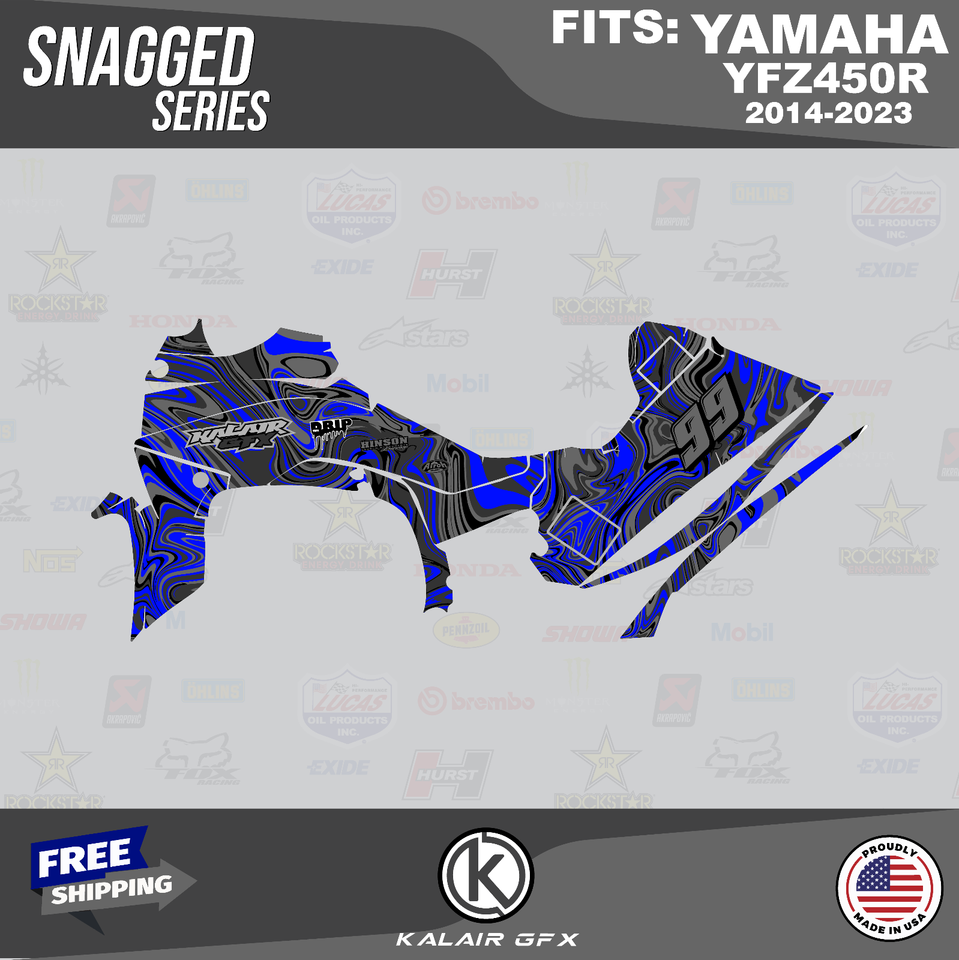 Graphics Kit for YAMAHA YFZ450 YFZ450R (2014-2023) Snagged -Blue Shift ...