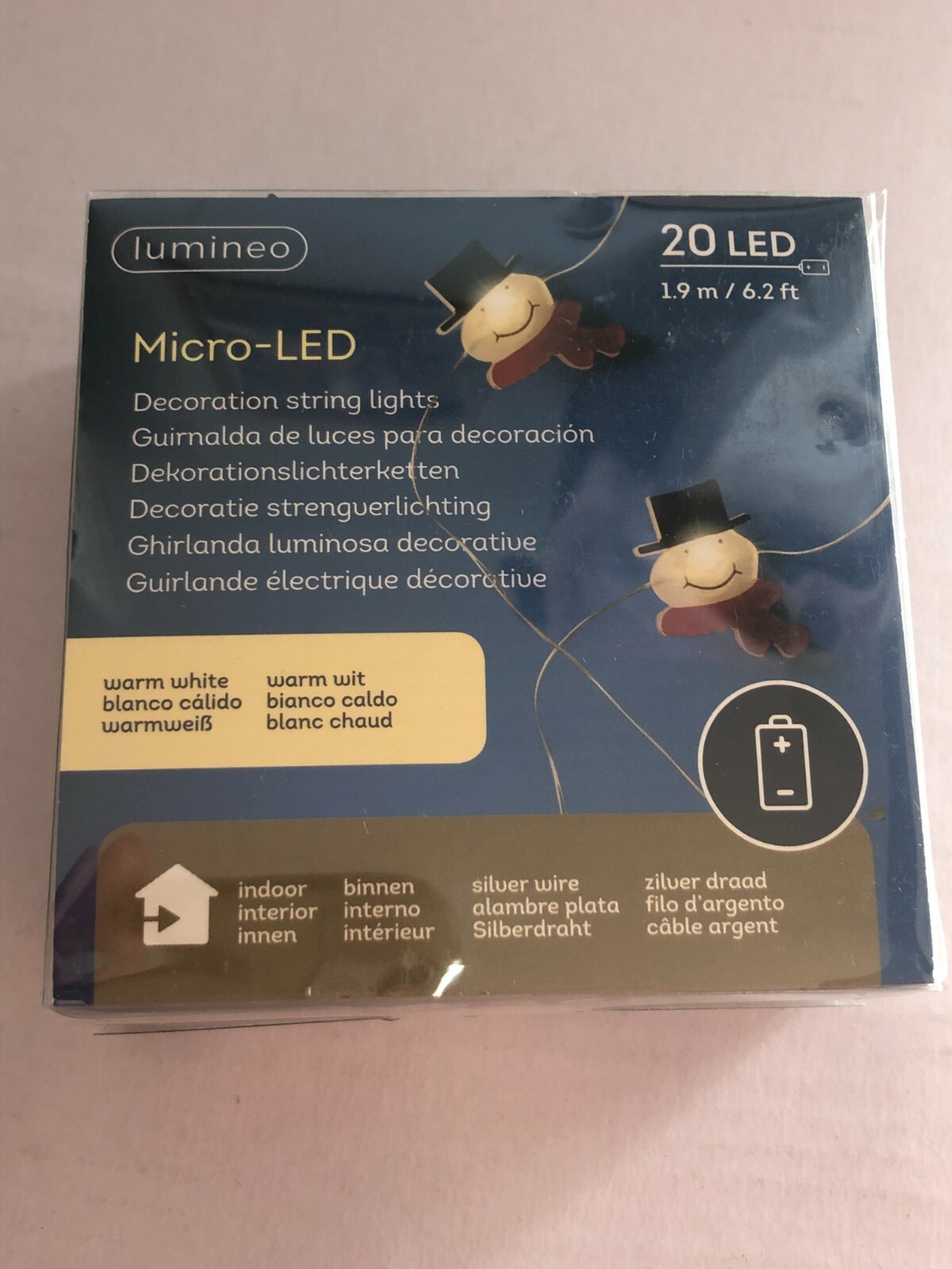 Lumineo Micro LED Light up Red Snowman Christmas String Lights 1.9m 6 ...