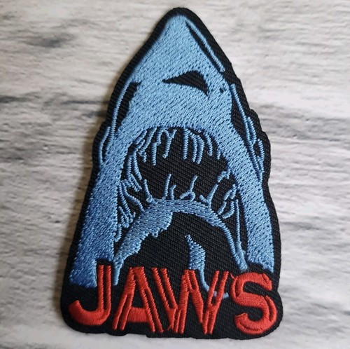 Jaws 80s Horror Shark Movie Great White Shark Retro Embroidered Iron on ...