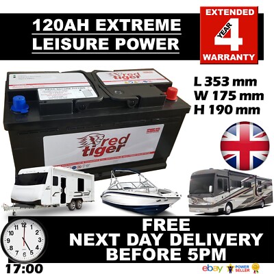 12V 120ah DEEP CYCLE LEISURE Battery, CARAVAN, MOTORHOME, BOAT Sealed ...