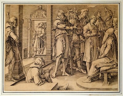 JOSÉ TELLING JACOB HIS DREAM. LUCAS VAN LEYDEN. ENGRAVING. HOLLAND ...