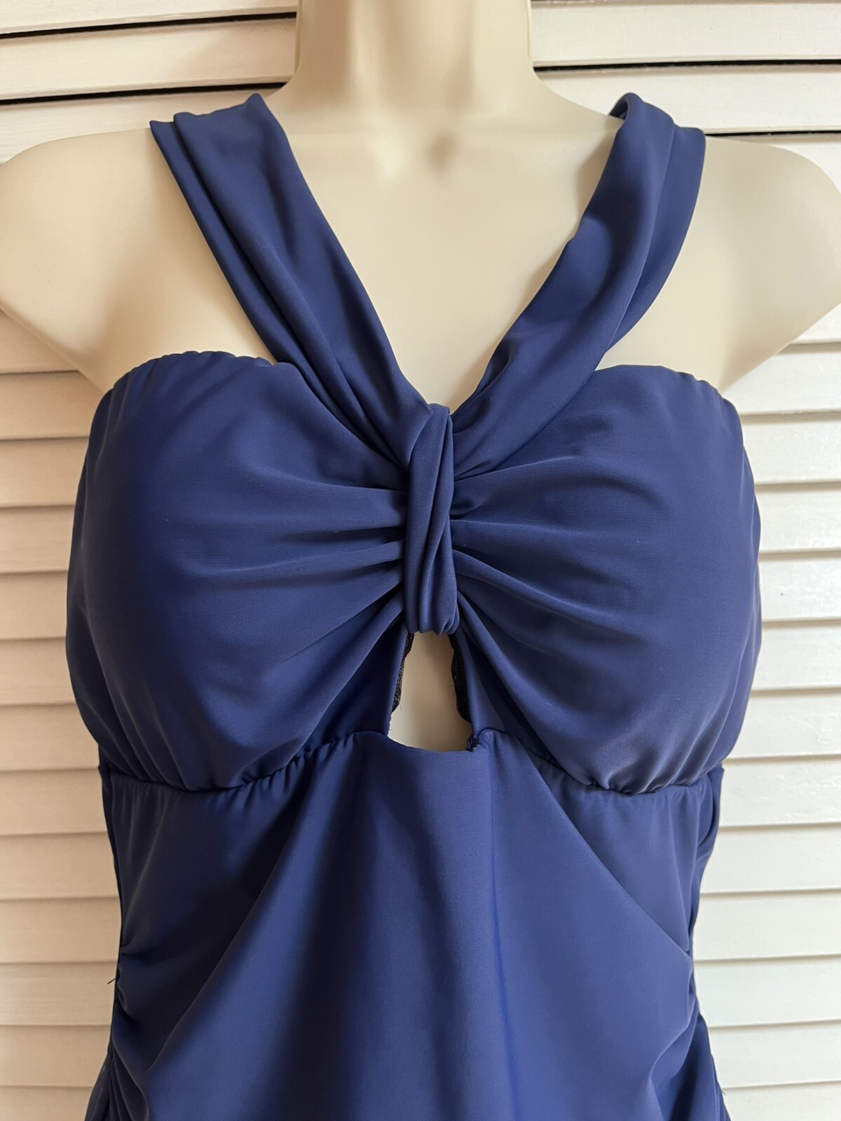 TALBOTS Swimsuit One Piece Women's Blue V- Neck Key… - Gem