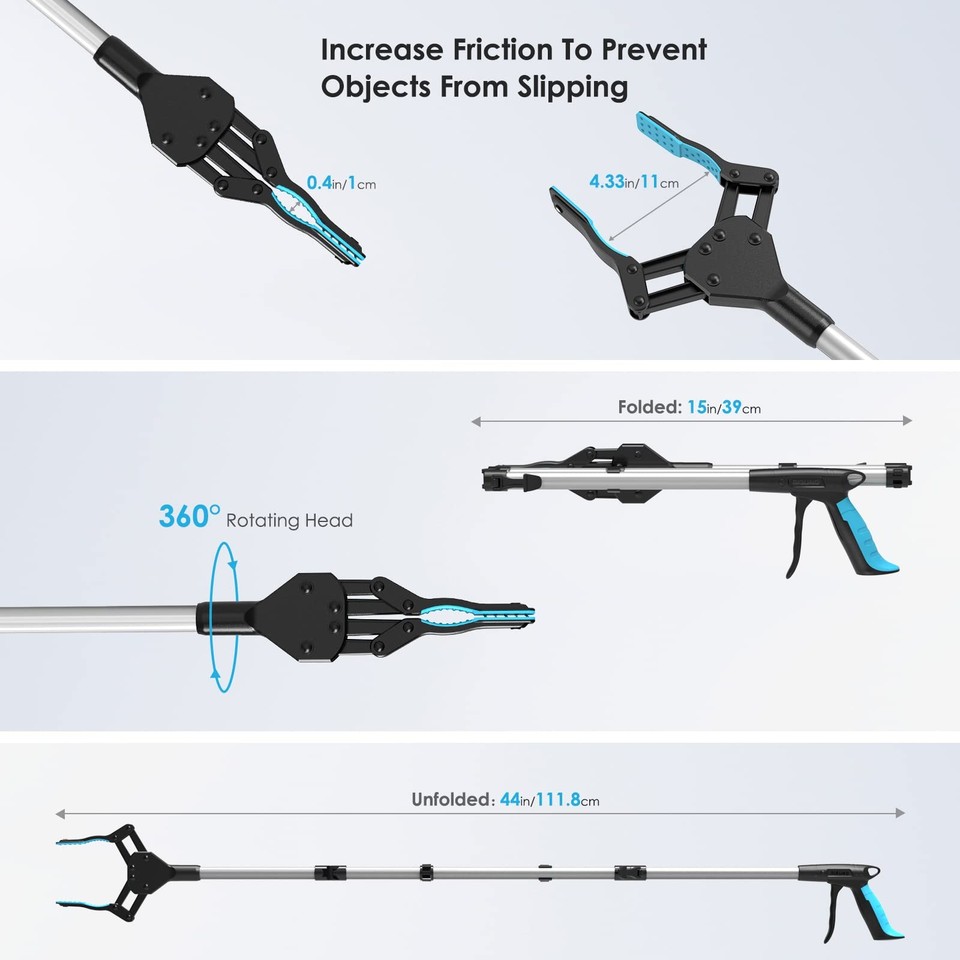 Grabber Reacher Tool Heavy Duty, 2-Pack 44" Foldable Grabbers for ...