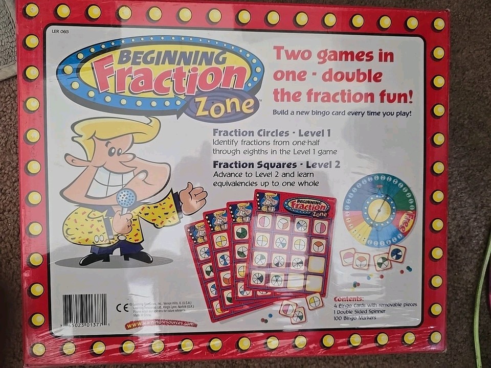 NEW & SEALED Beginning Fraction Zone Bingo by Learning Resources Math ...