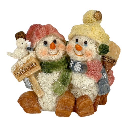 K's Collection Pastel Snowman Couple Figurine Welcome Glittery | eBay